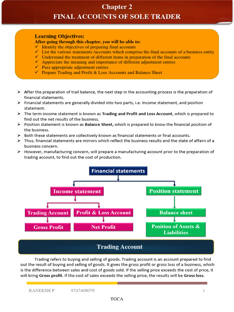 Final Accounts of Sole Traders | PDF | Income Statement | Cost Of Goods ...