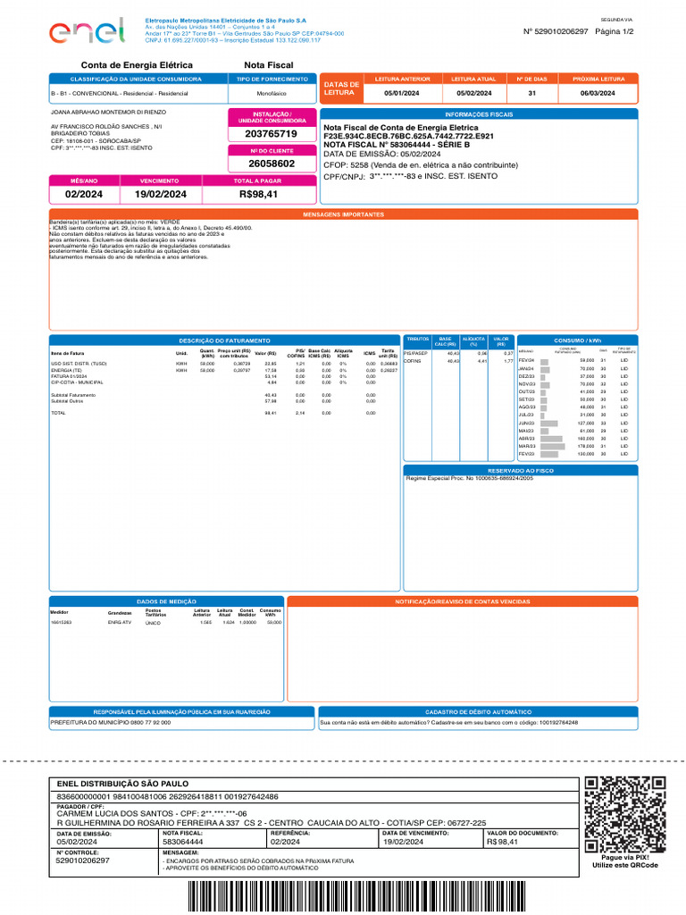 Segunda Via Enel Joana | PDF