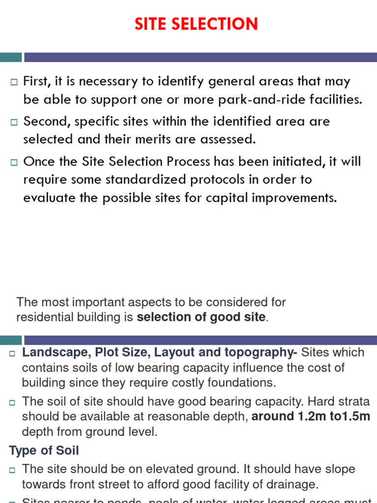 Site Selection Criteria for Park-and-Ride Facilities | PDF | Soil | Water