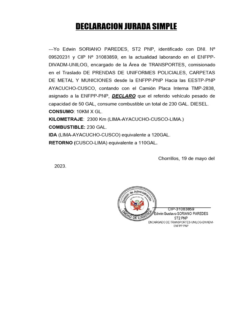 Modelo Req. Extraordinario Combustible | PDF | Vehículos | Transporte