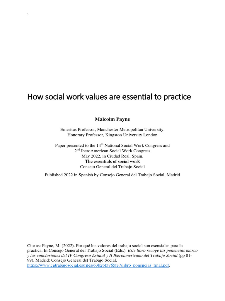 How Social Work Values Are Essential To Practice | PDF | Social Work | Theory
