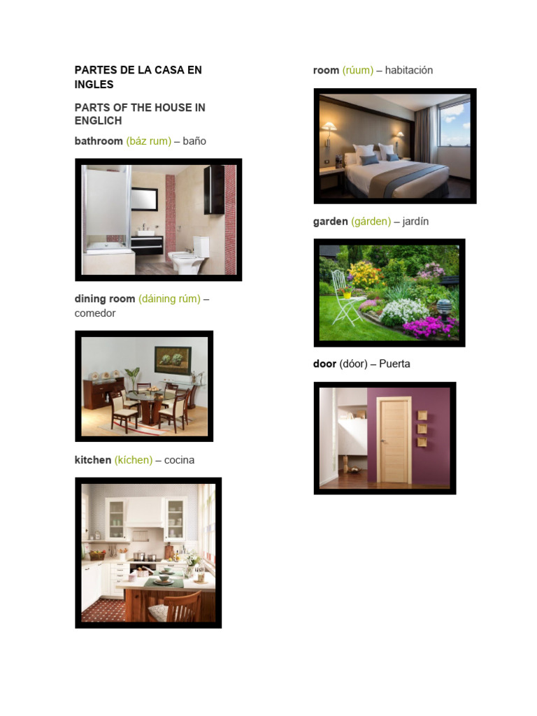 PARTES DE LA CASA EN INGLES | PDF | Zoología