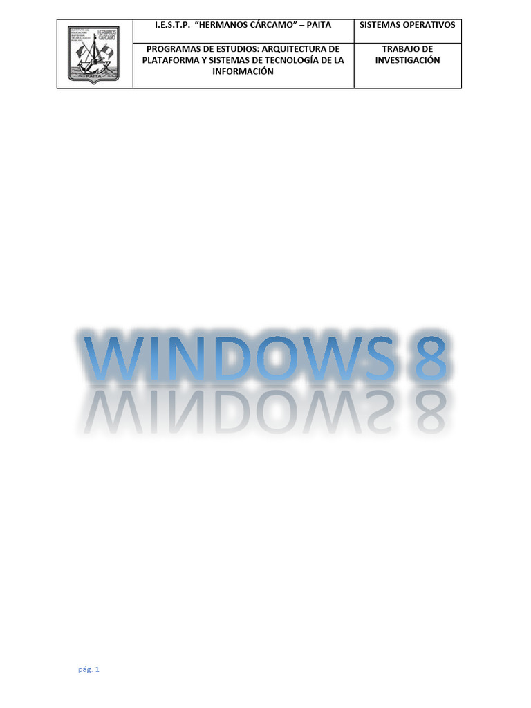Trabajo de Investigación-Windows 8 | PDF | Microsoft Windows | Windows 8