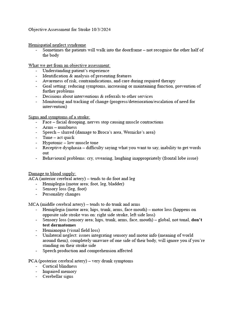 Objective Stroke Assessment Guide | PDF | Stroke | Arm