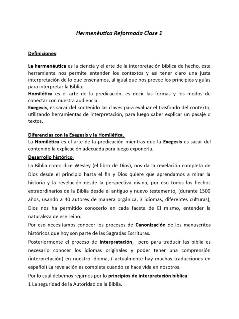 Hermenéutica Reformada Clase 1 RG | PDF