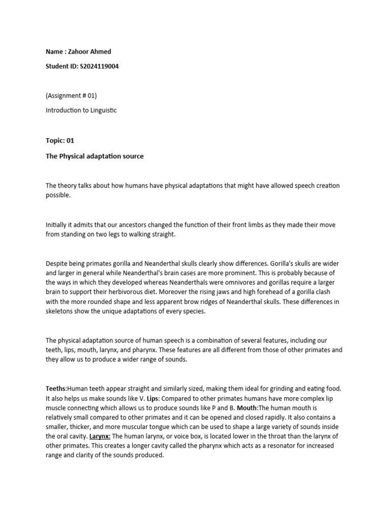 Assigment #01 Zahoor Ahmed | PDF | Larynx | Mouth