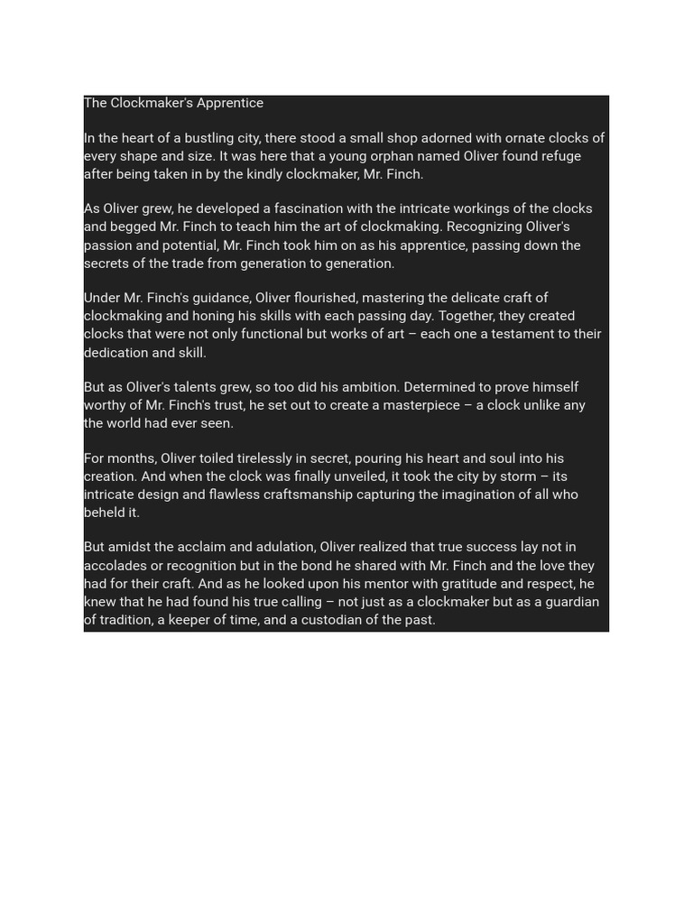 The Clockmaker's Apprentice | PDF | Art