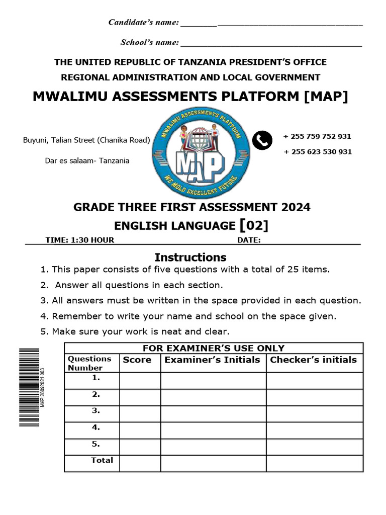 Grade Three First Paper 2024 | PDF | Science | Experiment