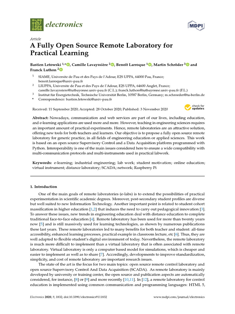 A Fully Open Source Remote Laboratory For Practical Learning | PDF | World Wide Web | Internet & Web