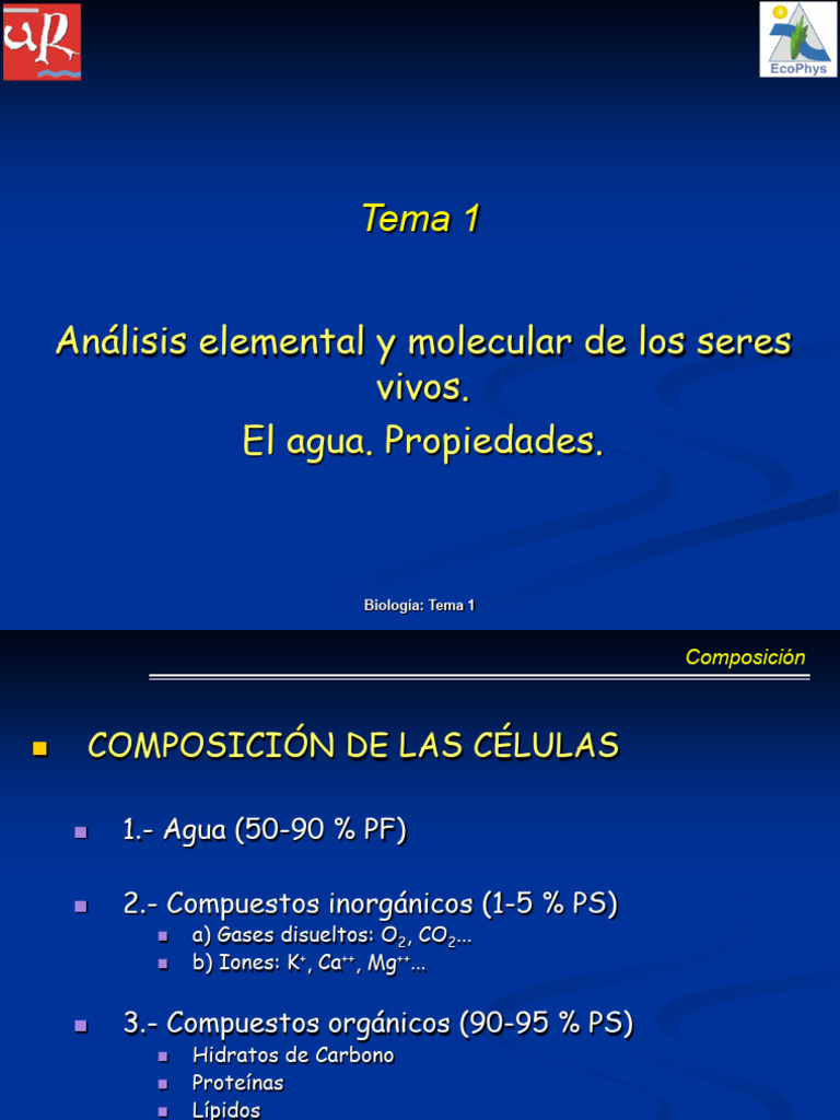 Tema 01. Agua - Propiedades | PDF | Agua | Polaridad química
