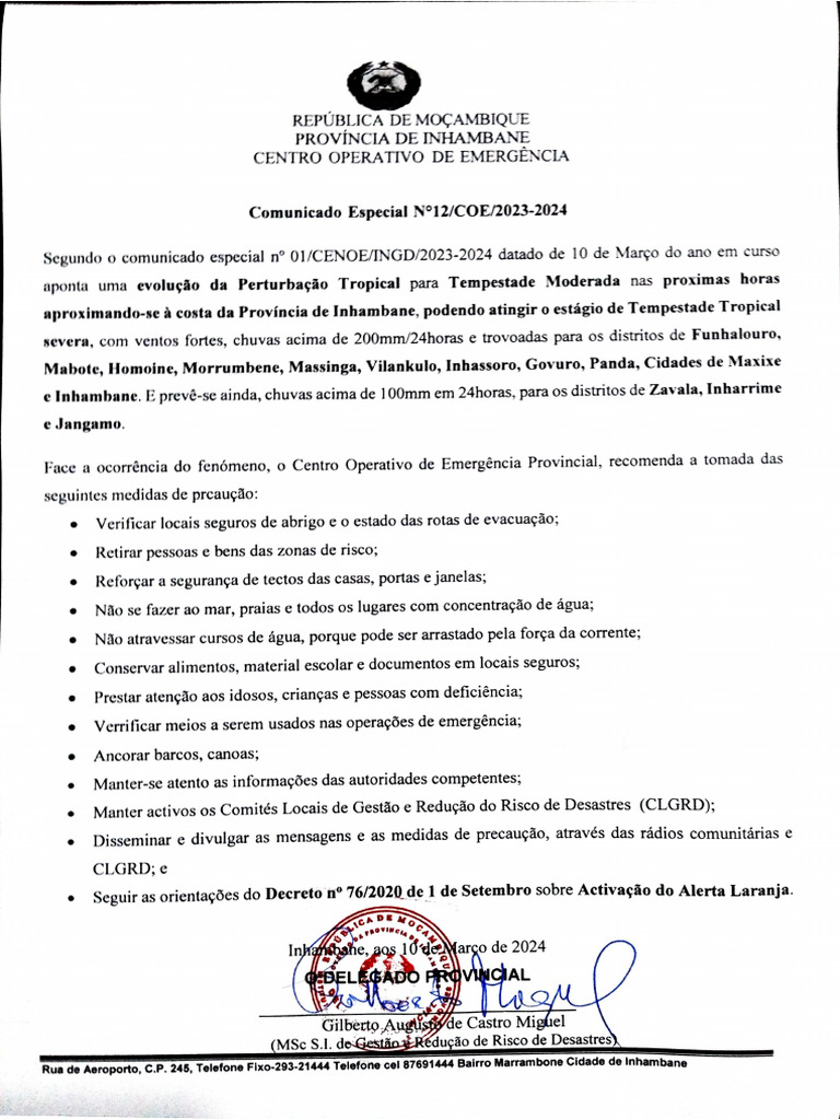 Comunicado 12 - COE - 2023-2024 | PDF