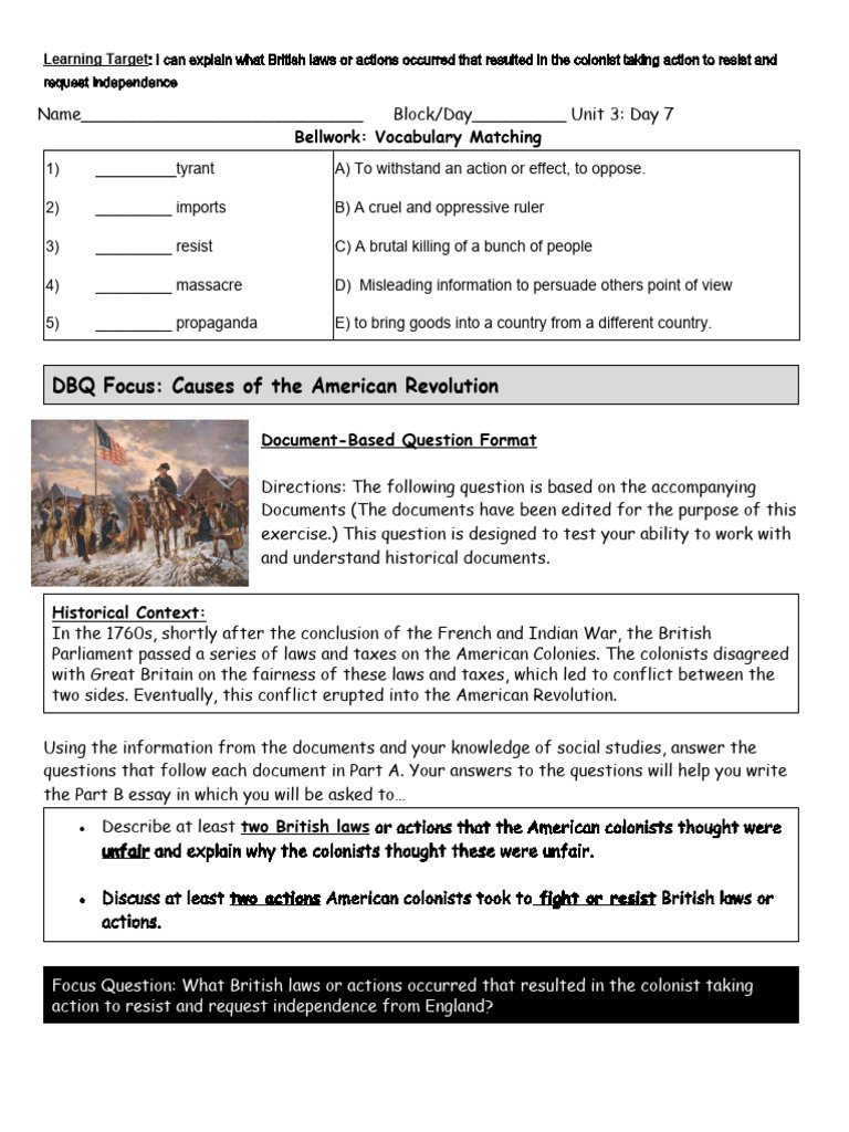 CausesoftheAmericanRevolution DBQ | PDF | Kingdom Of Great Britain ...