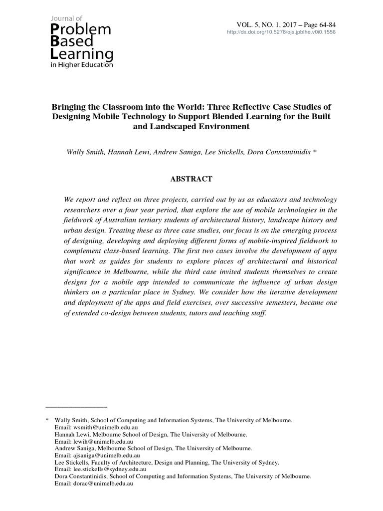 Bringing the Classroom into the World Three Reflective Case Studies ...