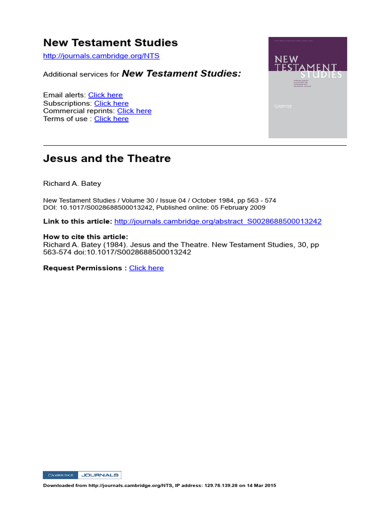 Richard A. Batey (1984) - Jesus and The Theatre. | PDF | Jesus | Gospel ...