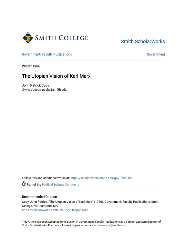 The Utopian Vision of Karl Marx | PDF | Karl Marx | Economies