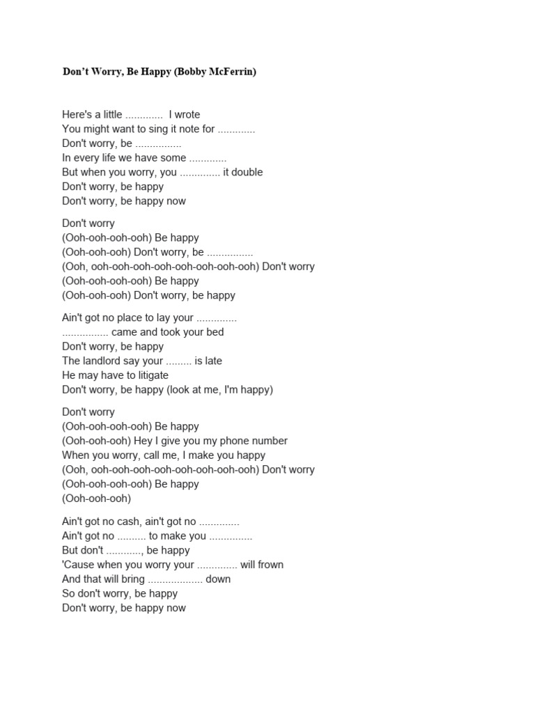 Don't Worry, Be Happy Song Guide | PDF
