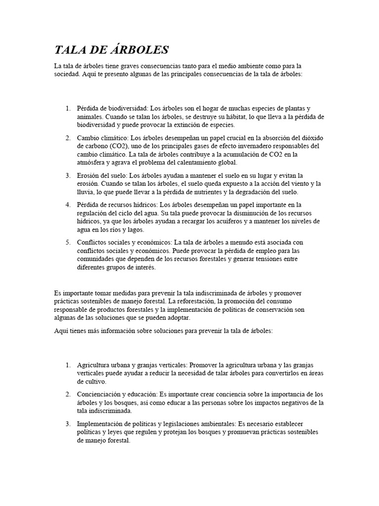 TALA DE ÁRBOLES | PDF | Deforestación | Los bosques