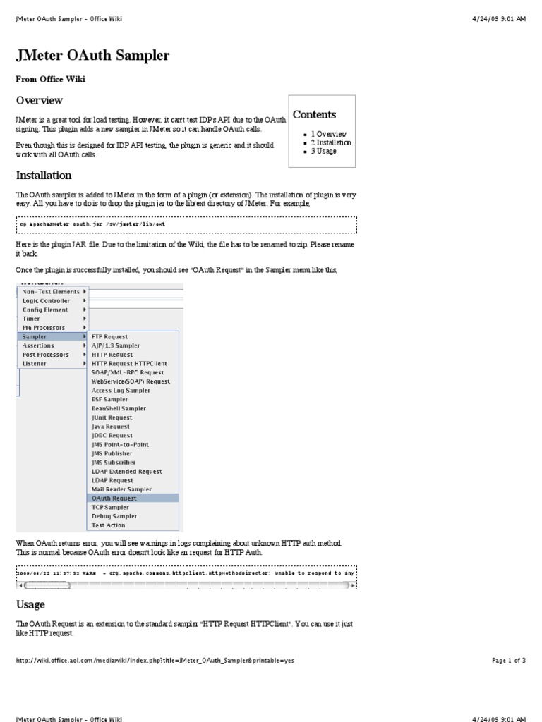JMeter OAuth Sampler | PDF | Hypertext Transfer Protocol | Public Key Cryptography