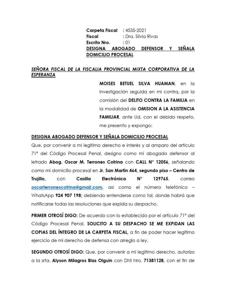 DESIGNA ABOGADO (Carp. Fiscal 4535-2021) | PDF