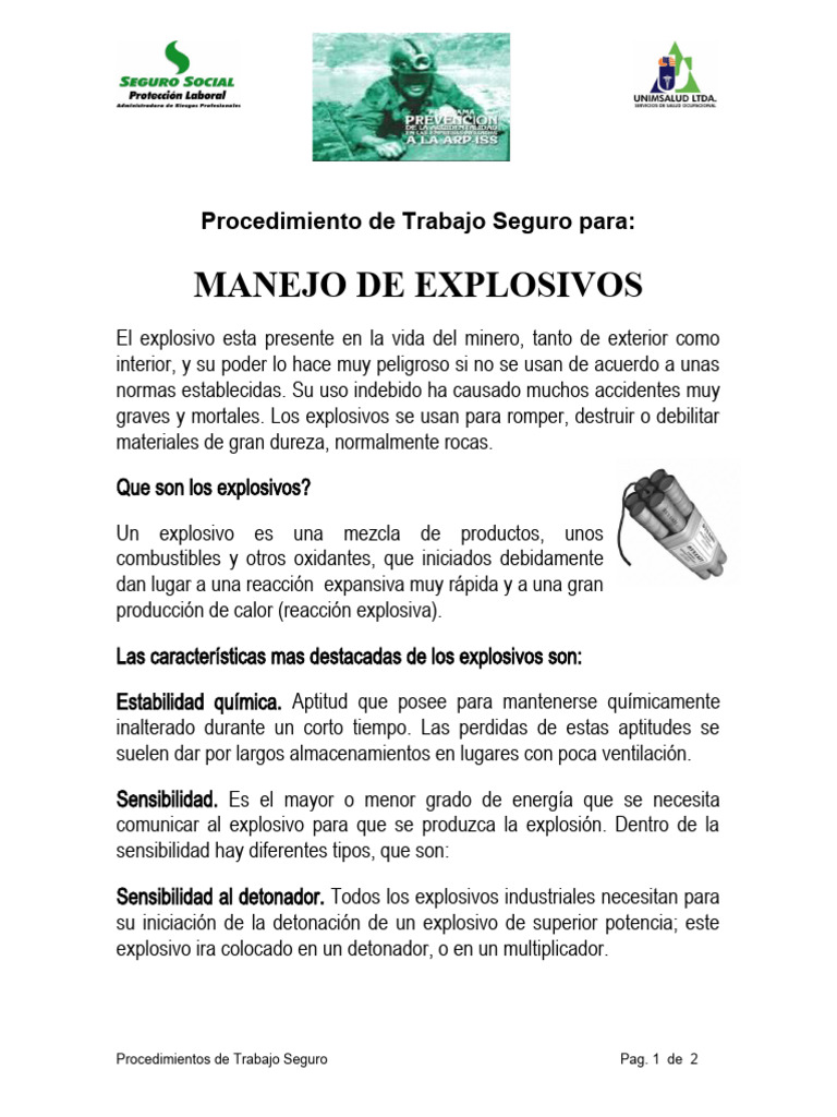 Manejo de Explosivos | PDF | Agua | Materiales