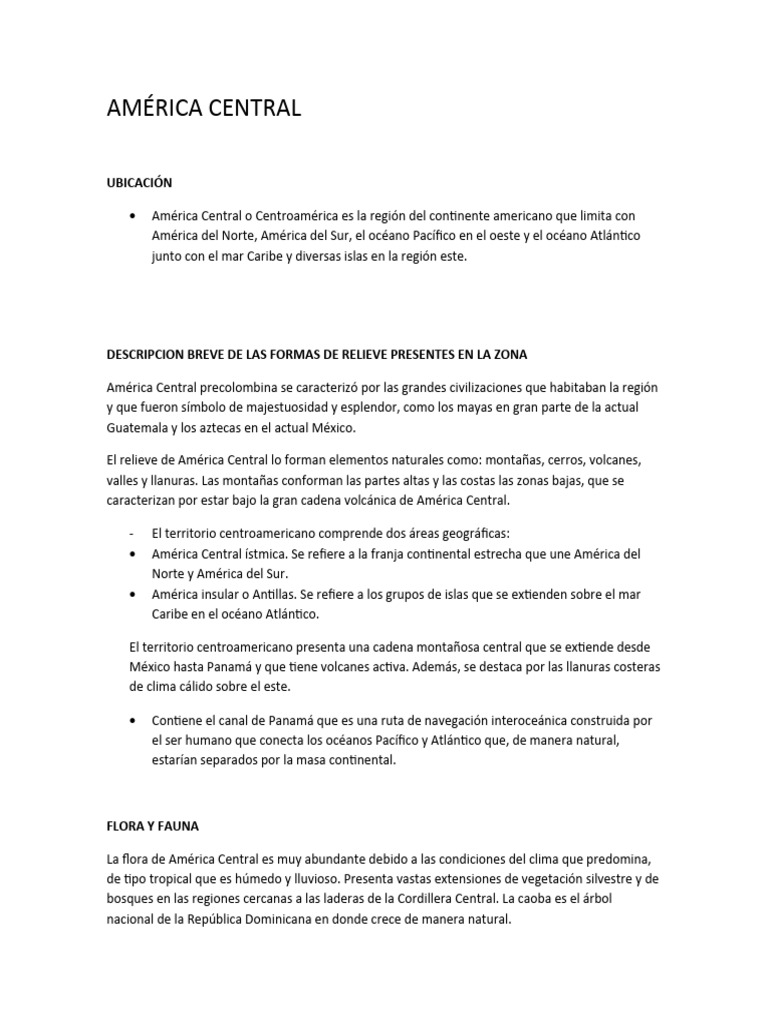 AMÉRICA CENTRAL | PDF | Américas | Centroamérica