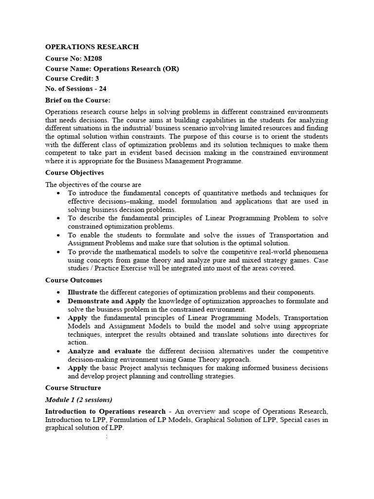 Revised OPERATIONS RESEARCH 2023 | PDF | Mathematical Optimization | Linear Programming