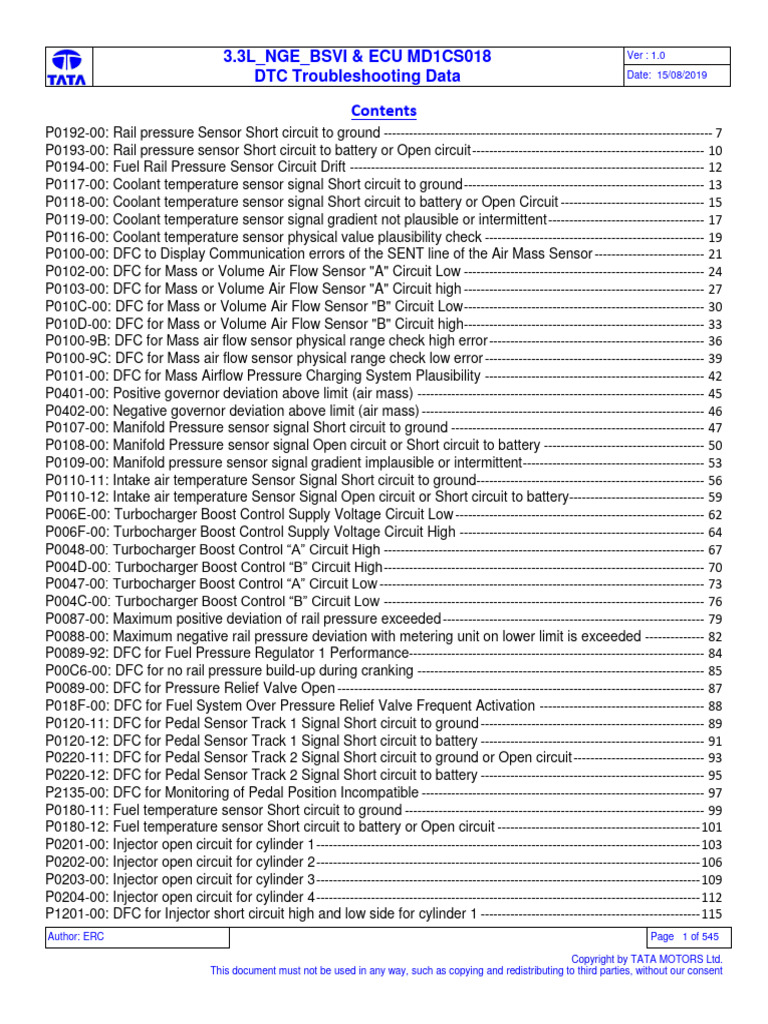 Diagnostic User Manual 3 3L NGE BS6 | PDF | Vehicle Parts | Engines