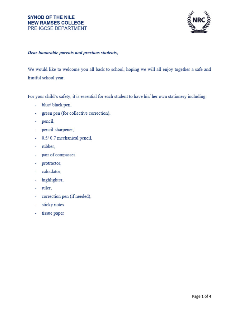 Pre IG Supplies 2023 24 | PDF