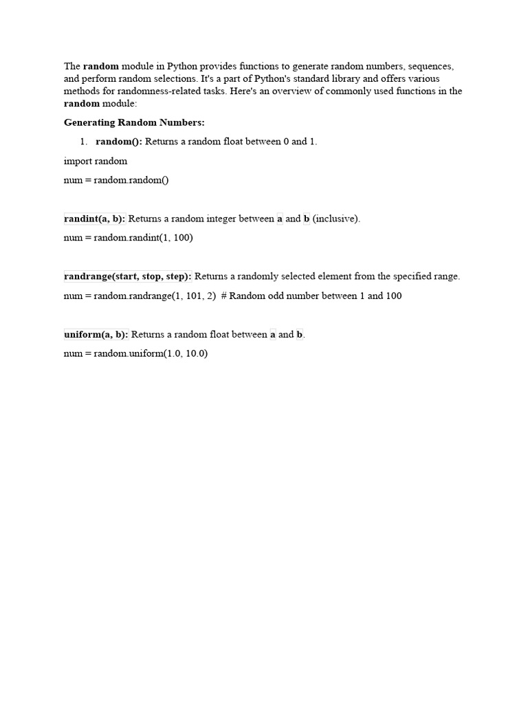 Random Module Pdf