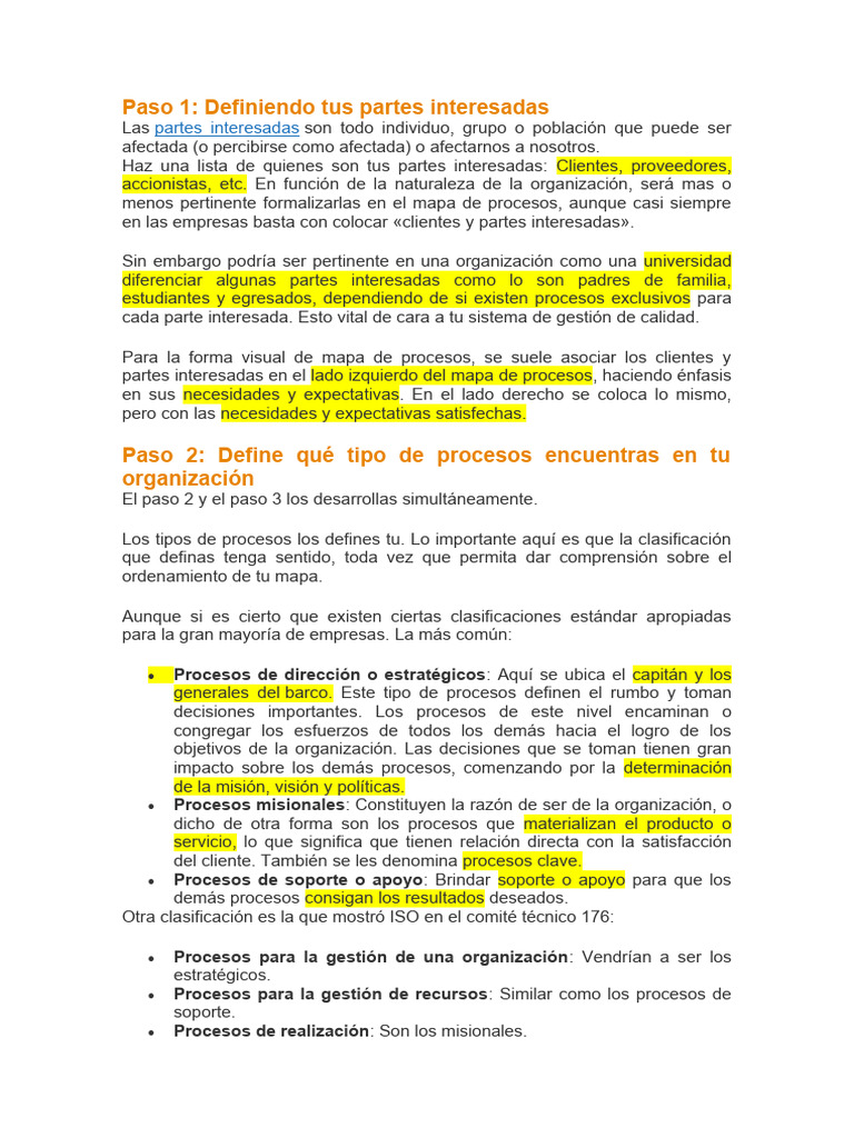 Paso A Paso Para Mapa De Procesos Pdf Business Transporte