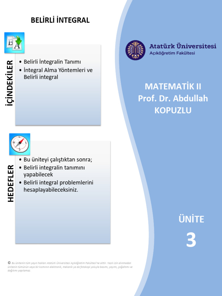 Matematik Ii Prof. Dr. Abdullah Kopuzlu: Belirli İntegral | PDF