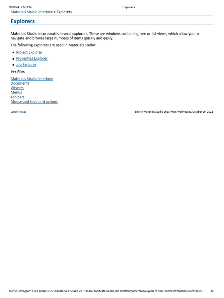 Materials Studio 2023 Online Help - Explorers | PDF