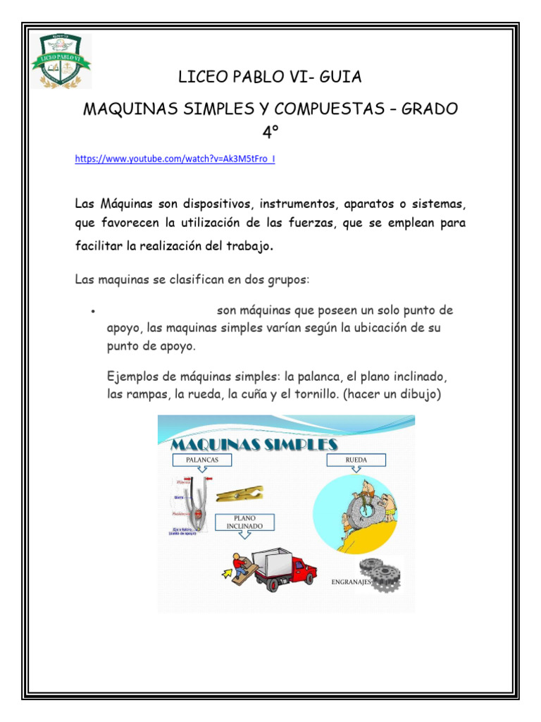 Máquinas Simples y Compuestas 4° Grado | PDF