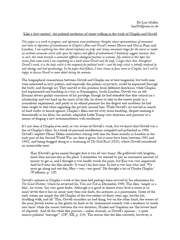 Lisa Mullen MSA Seminar Paper | Download Free PDF | Charlie Chaplin ...
