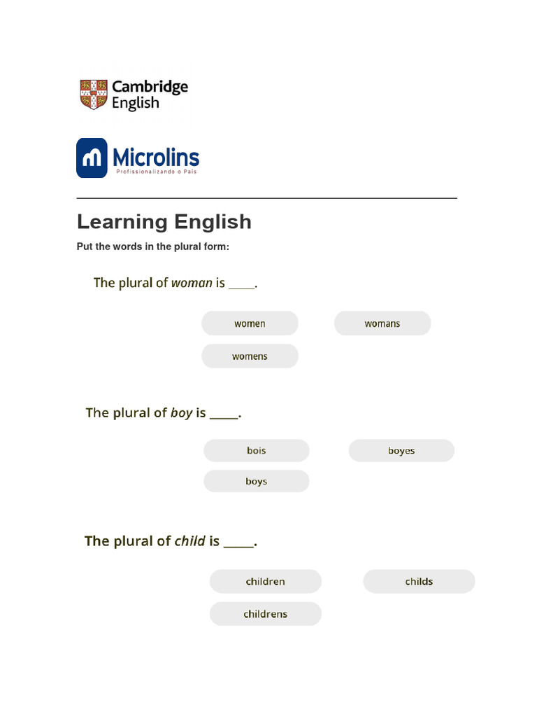 Plurals Form | PDF | Language Arts & Discipline