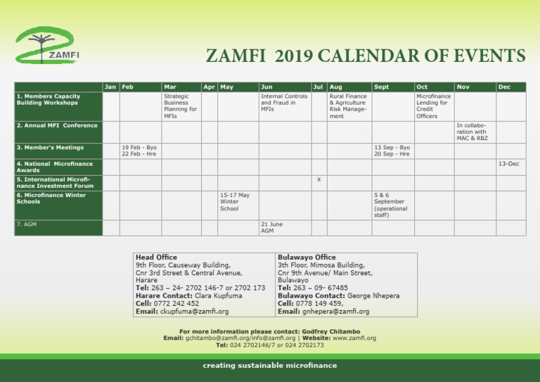 2019 ZAMFI Calendar of Events | PDF | Credit | Finance & Money Management