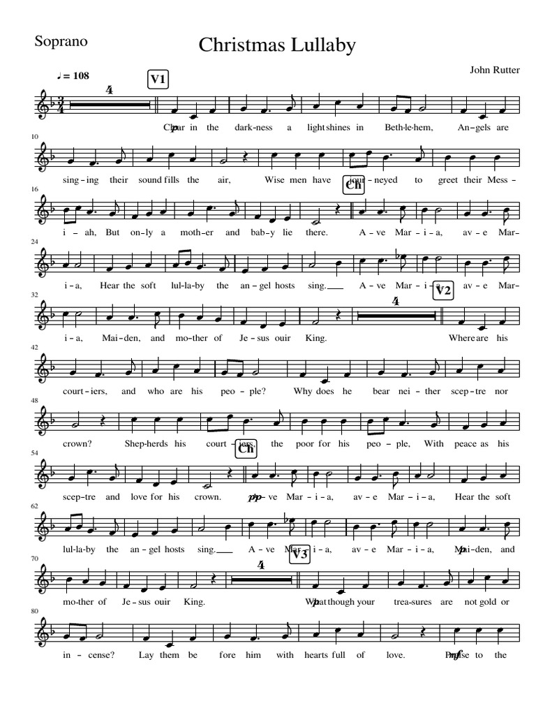 John Rutter - Christmas Lullaby - Soprano | PDF | Compositions | Choral ...