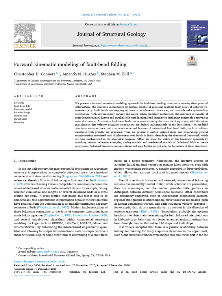 Connors 2021 - Forward Kinematic Modeling of Fault-Bend Folding | PDF | Fault (Geology) | Kinematics