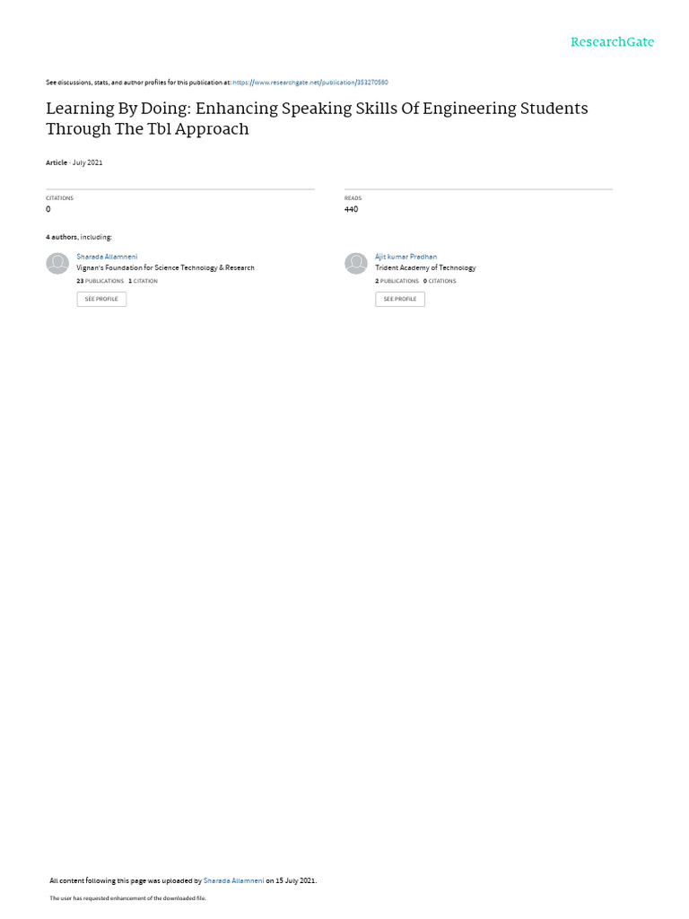 Learning by Doing Enhancing Speaking Skills of Engineering Students ...
