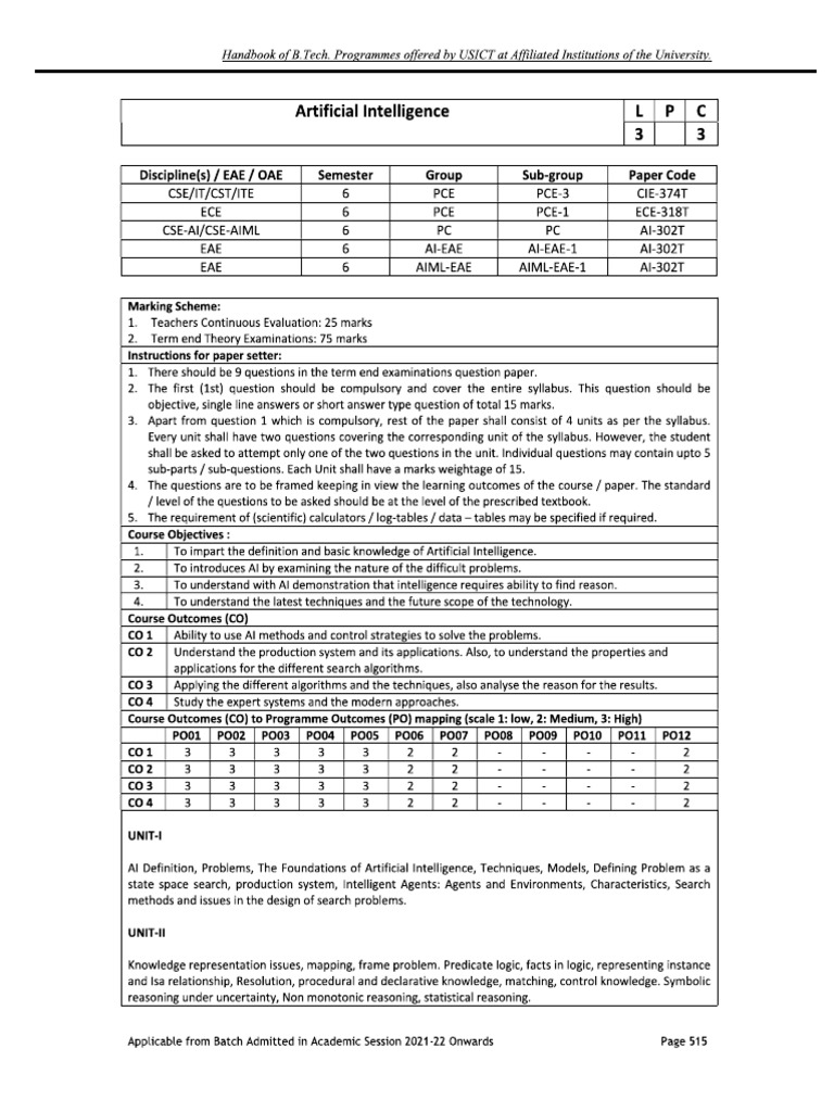 6th Sem Syllabus | PDF