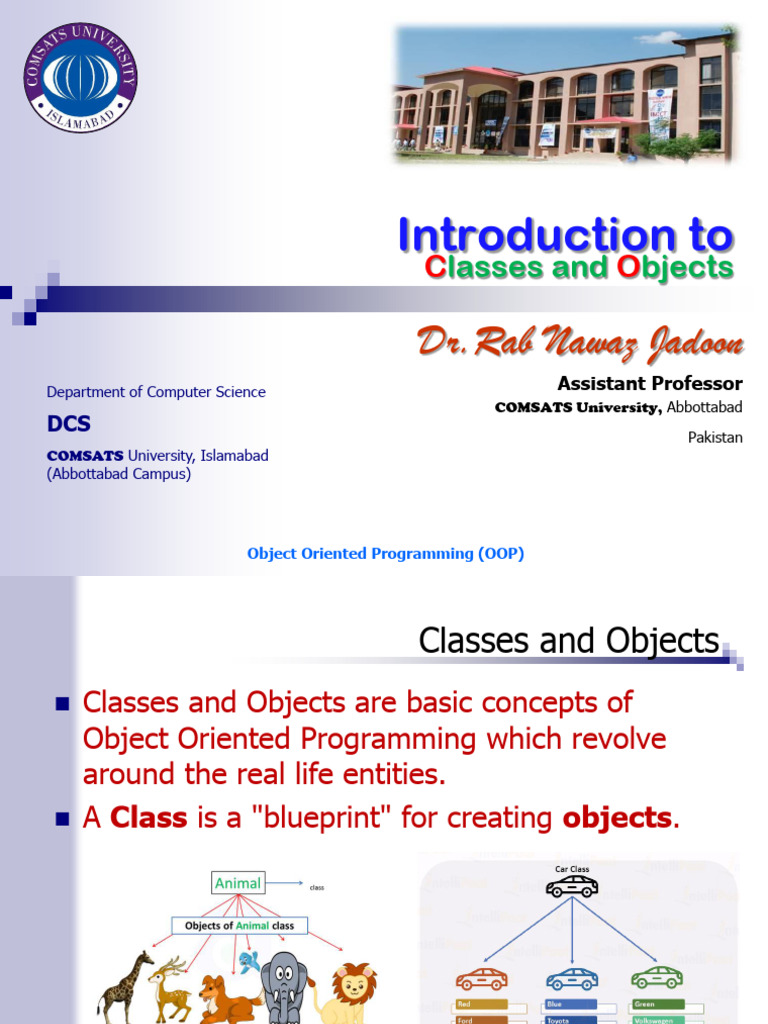 Lecture 4 Introduction To Classes And Objects By Rab Nawaz Jadoon Pdf