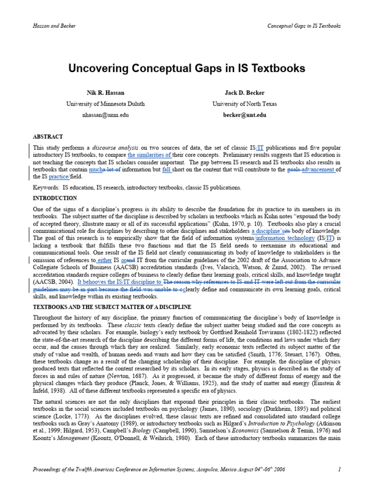 Uncovering Conceptual Gaps-AMCIS2006-revised - V1 - JDB | PDF ...