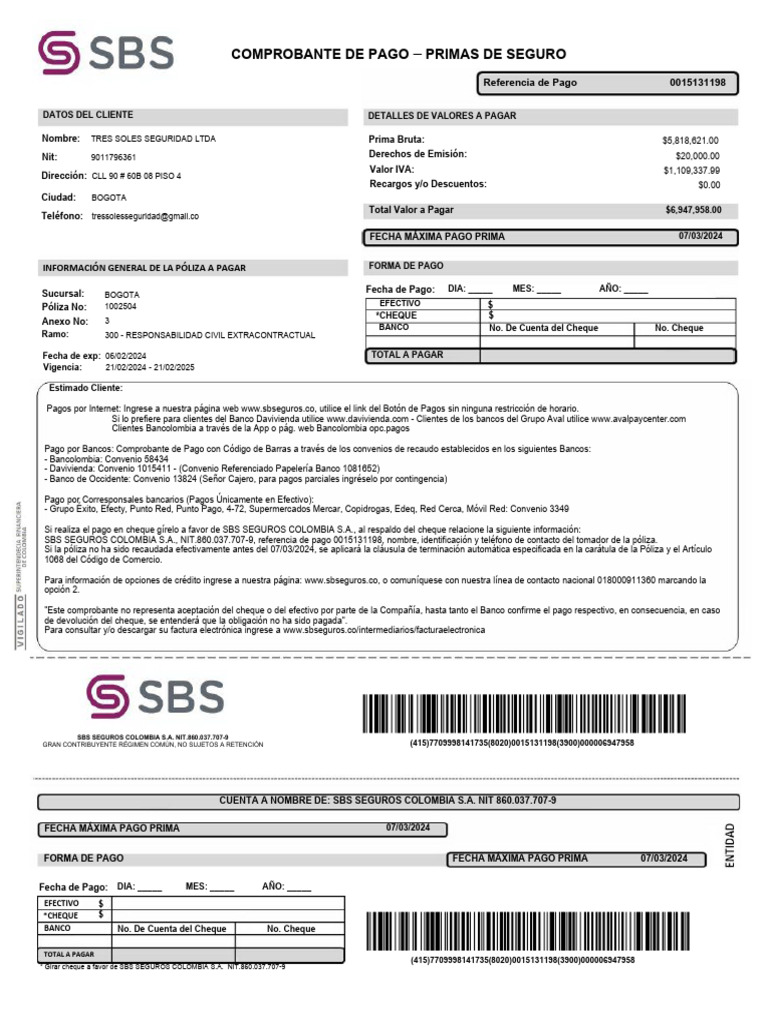 Poliza Responsabilidad Civil Extracontractual 2024 Al 2025 | PDF ...