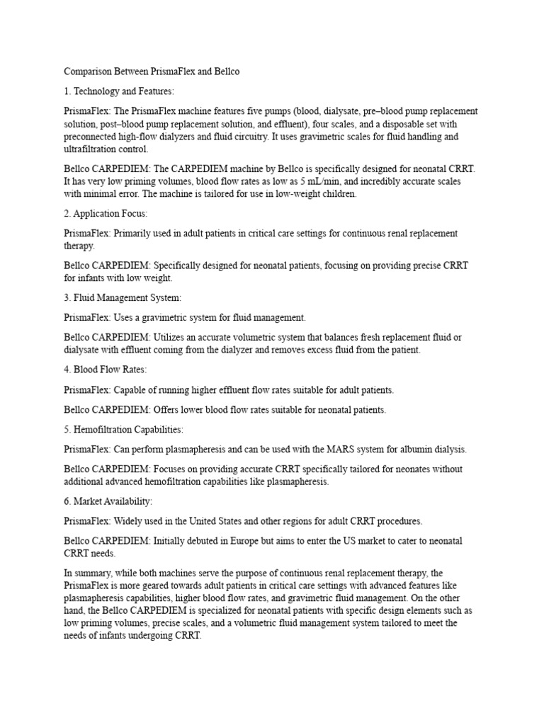 Bellco VS Prisma | PDF | Wellness | Technology & Engineering