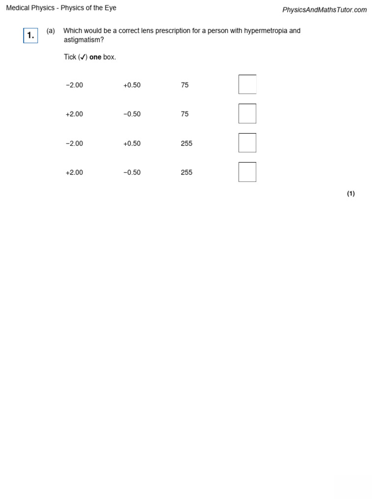 10.1. Physics of The Eye QP | PDF | Eye | Vision