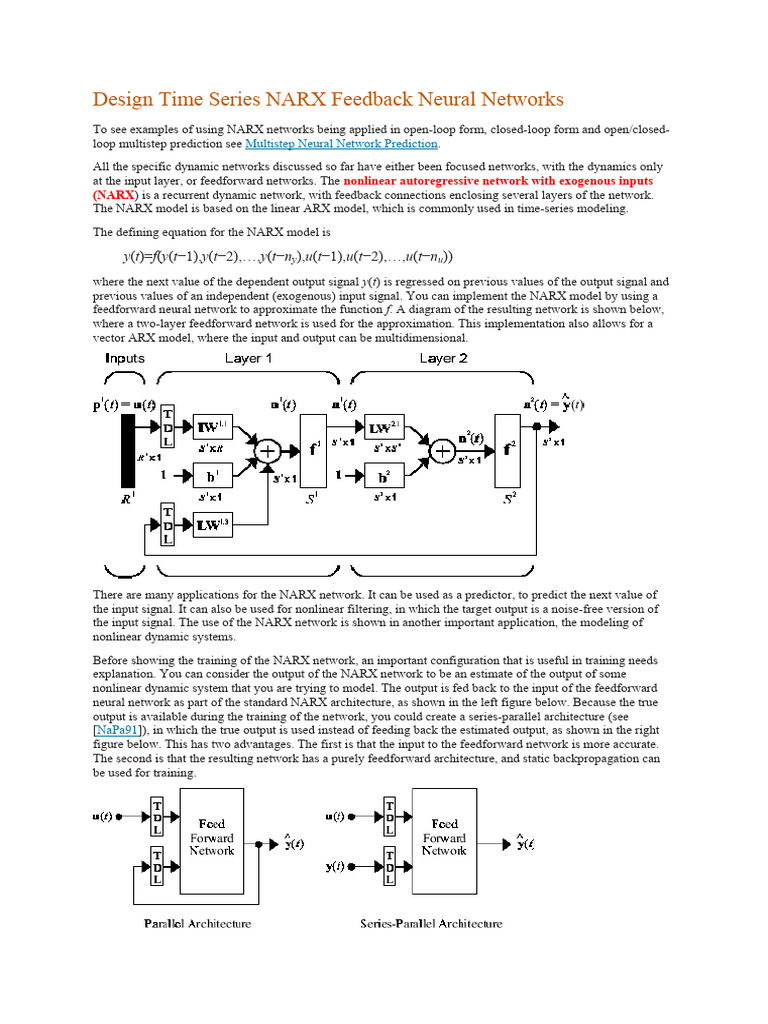 NARX Neural Networks for Time Series | PDF | Artificial Neural Network ...