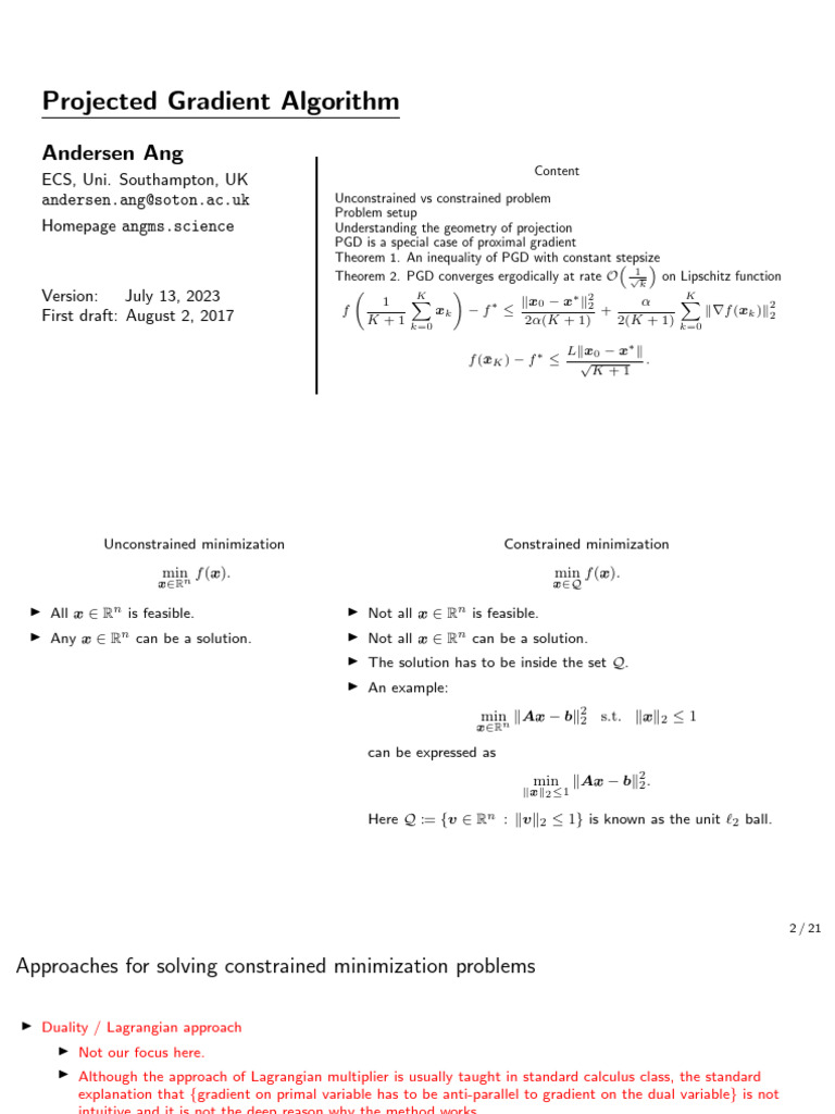 Projected Gradient | PDF | Mathematical Optimization | Mathematical ... Projected Gradient | PDF | Mathematical Optimization | Mathematical ...