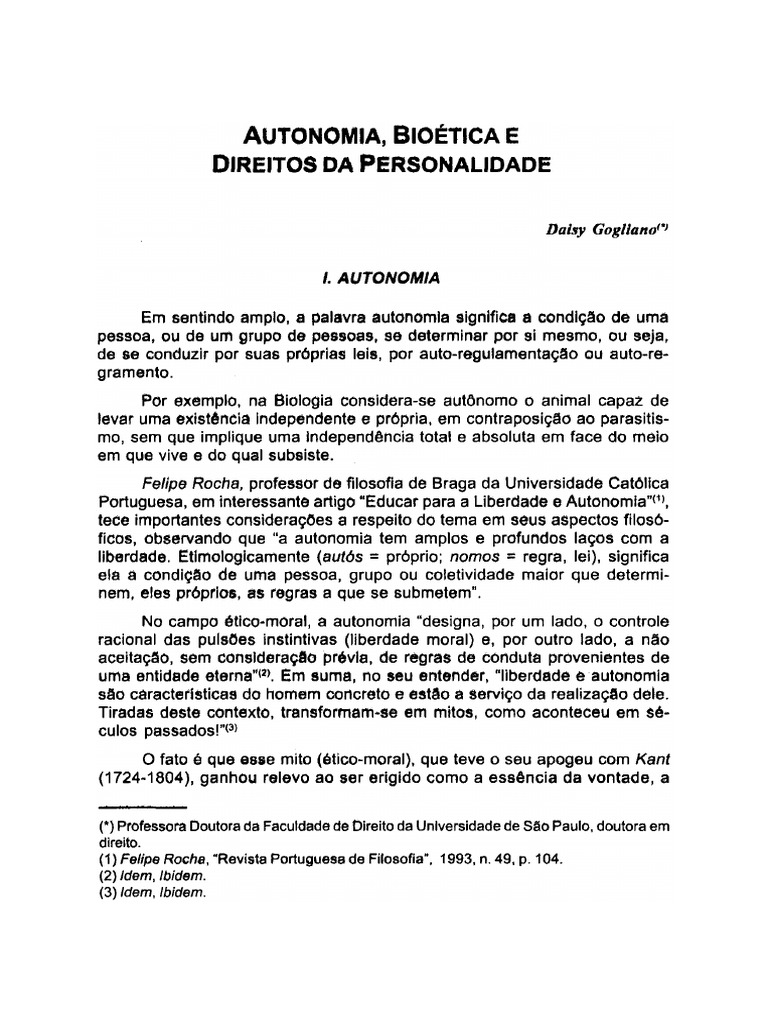 Autonomia e Bioética nos Direitos Humanos | PDF | Lei Natural | Liberdade