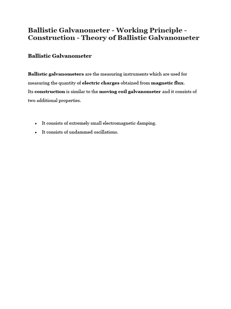 Ballistic Galvanometer1 | PDF | Inductor | Capacitor