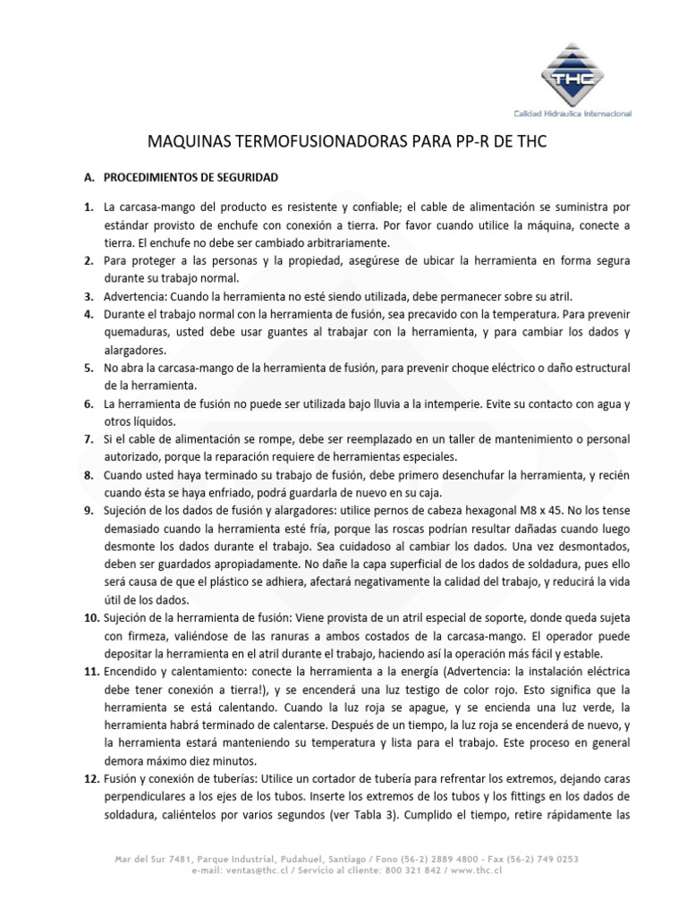 Termofusionadoras THC | PDF